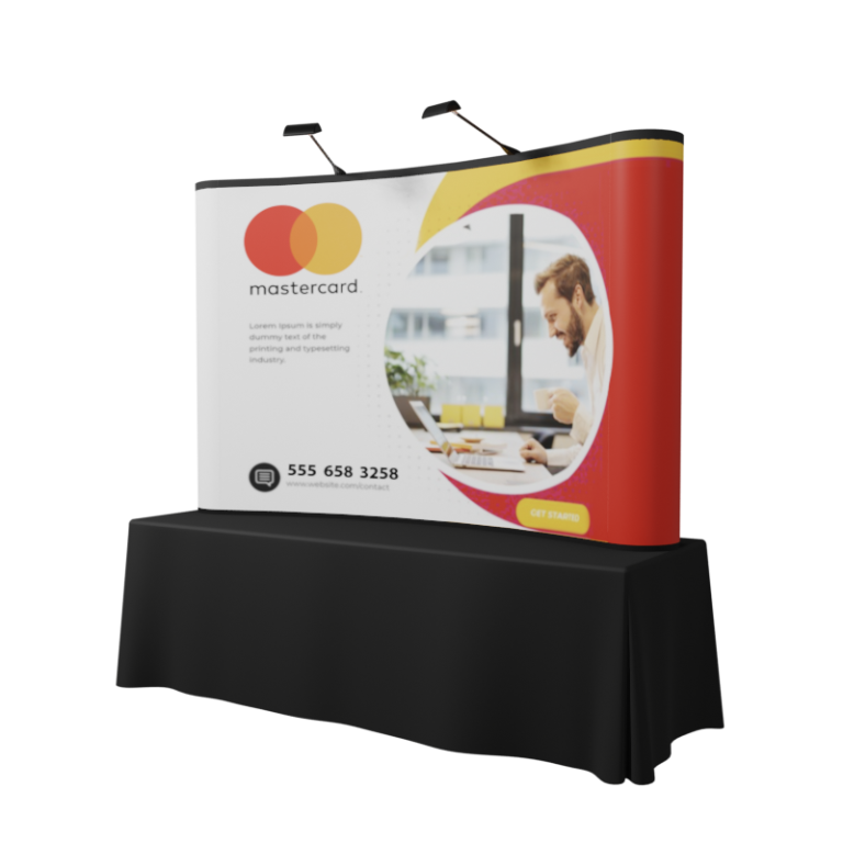 8ft ENERGY Curved TableTop Pop Up – Mural – Brandstand America